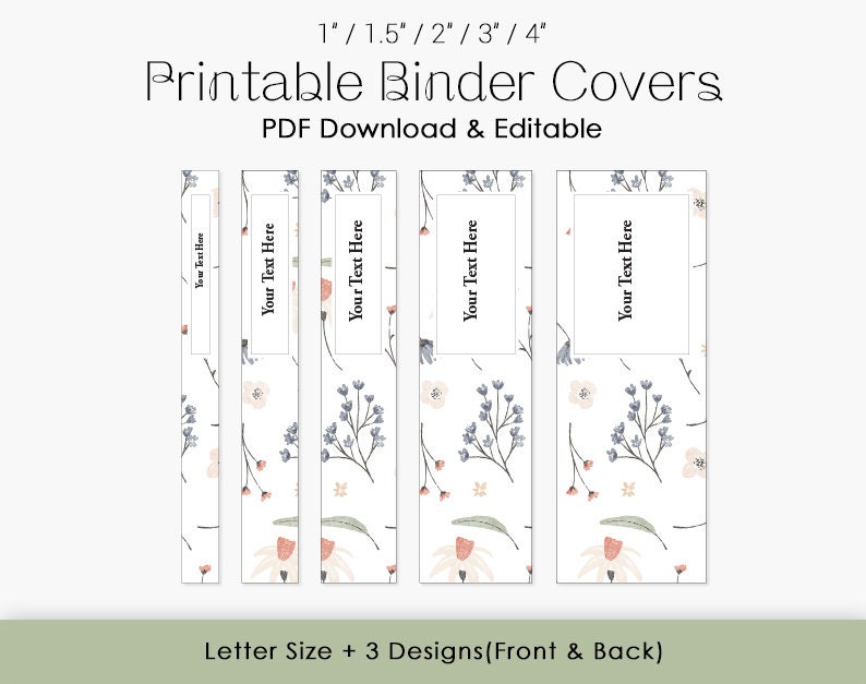 Printable Editable Floral Binder Cover Template - Etsy