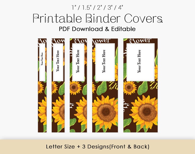 Sunflower Printable Binder Covers - Etsy
