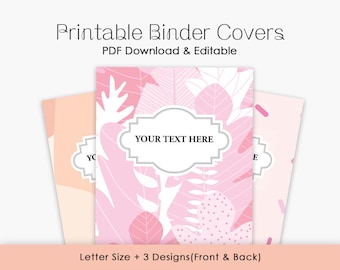 Flamingo Printable Binder Covers, Pink and Gold Printable Notebook ...