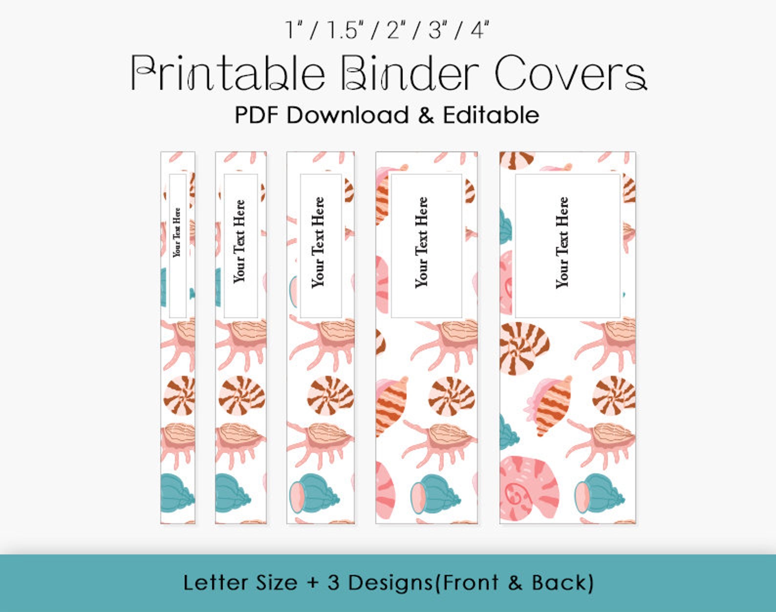 Seashell Printable Binder Covers - Etsy