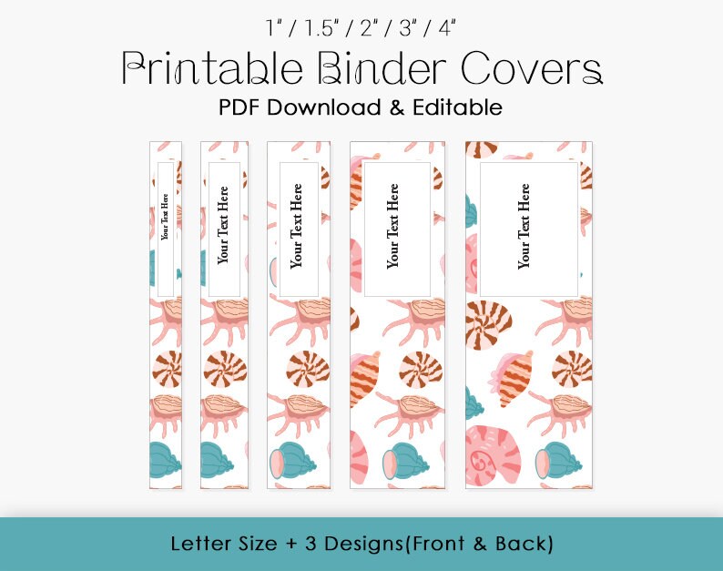 Seashell Printable Binder Covers - Etsy