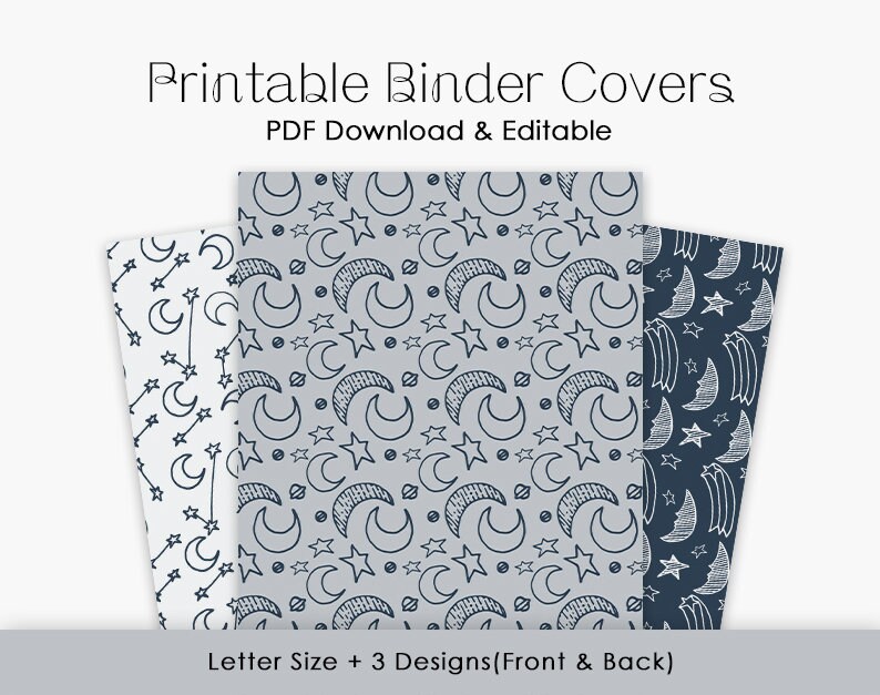 Printable Moon Binder Covers - Etsy