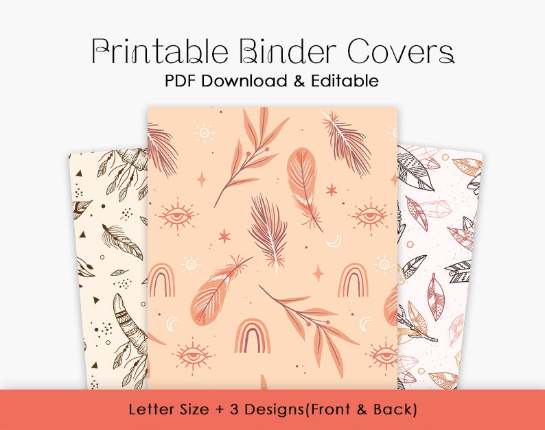 Binder Cover Printable and Spines in Boho Style - Etsy