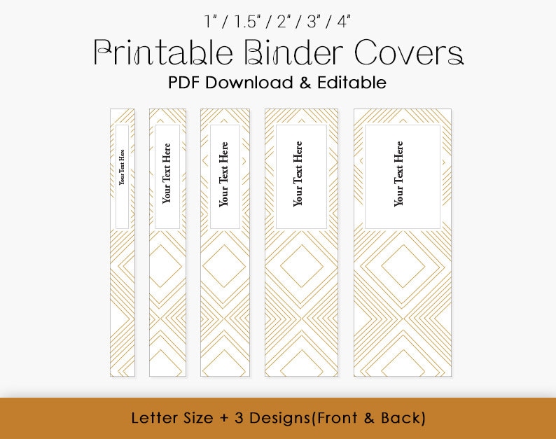 White and Gold Printable Binder Cover Template - Etsy