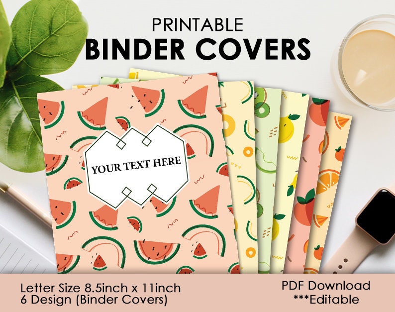 Printable and Editable Binder Cover and Spines - Etsy