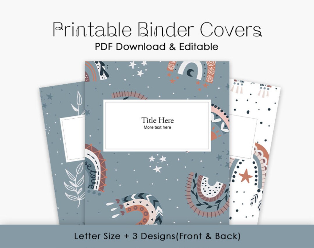 Boho Binder Cover Printable: Editable Template, Spines (digital ...