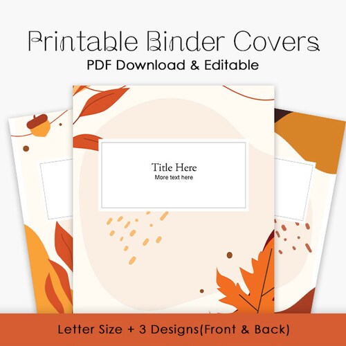 Binder Cover Printable PDF Set of 6 Editable Journal Cover - Etsy