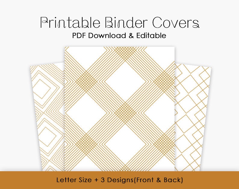 White and Gold Printable Binder Cover Template - Etsy