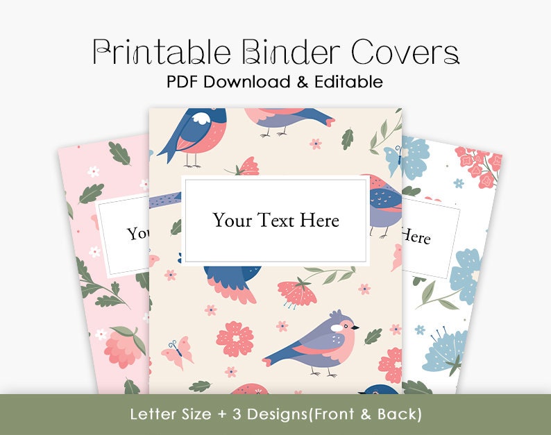 Printable Editable Binder Cover 3 Set - Etsy