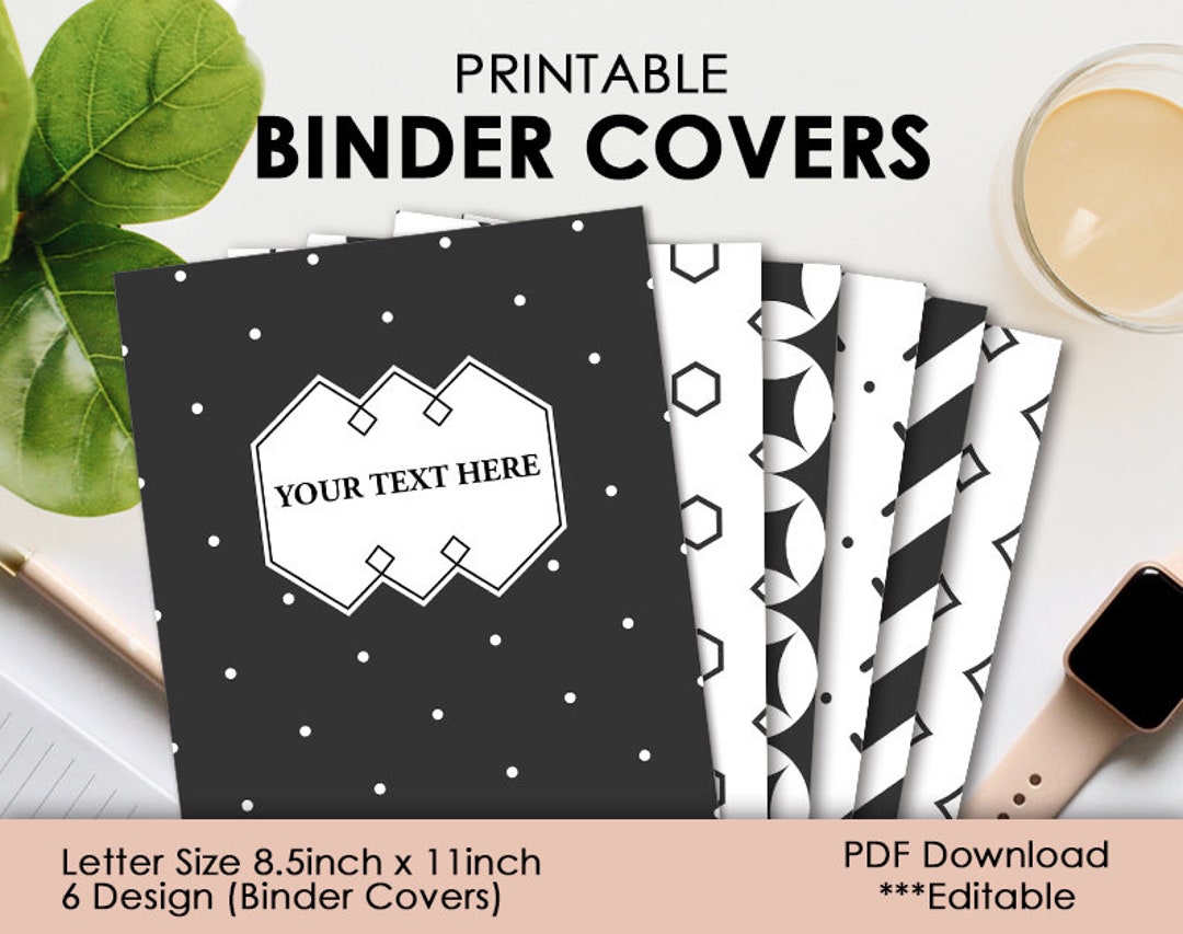 Black & White Geometric Binder Cover Set (PDF Printable) - Etsy UK