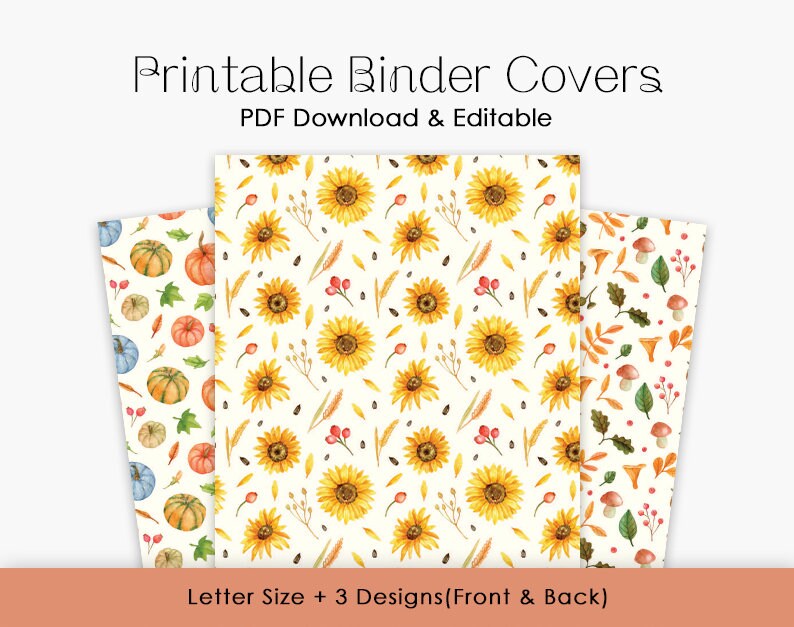 Sunflower Printable Binder Cover - Etsy