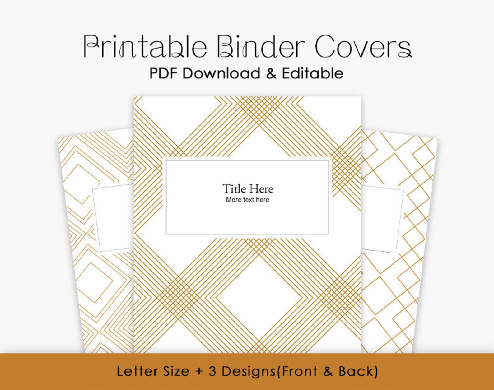 White and Gold Printable Binder Cover Template - Etsy Canada
