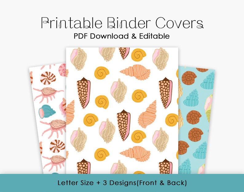 Seashell Printable Binder Covers - Etsy