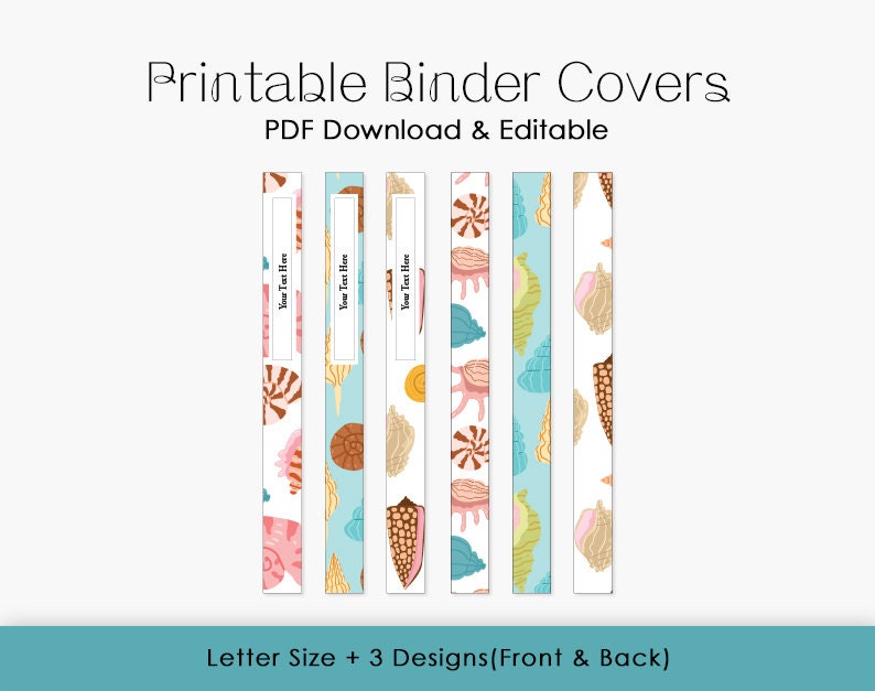 Seashell Printable Binder Covers - Etsy
