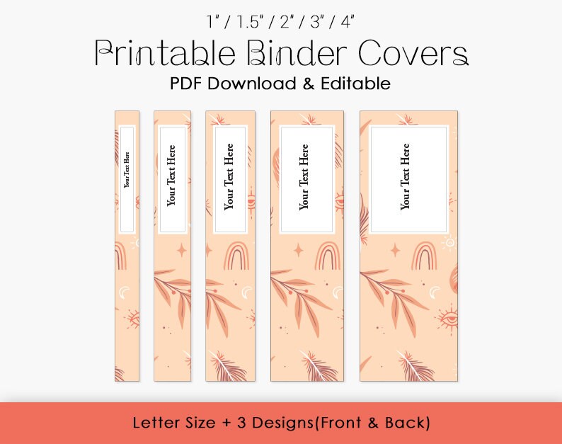 Binder Cover Printable and Spines in Boho Style - Etsy