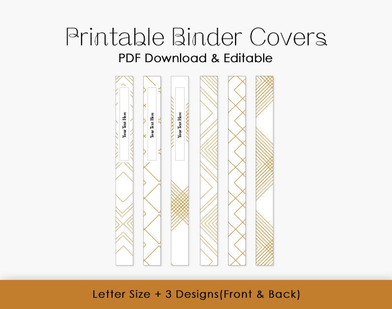White and Gold Printable Binder Cover Template - Etsy Canada