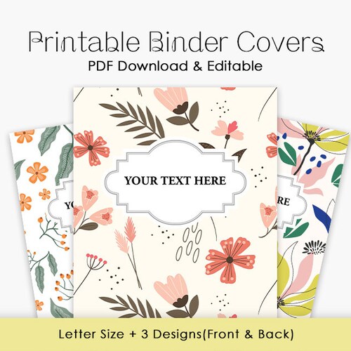 Editable Binder Covers and Spines 3 Ring Notebook Cover | Etsy