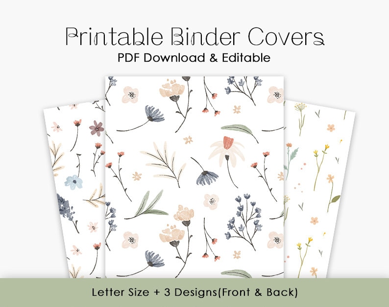 Printable Editable Floral Binder Cover Template - Etsy