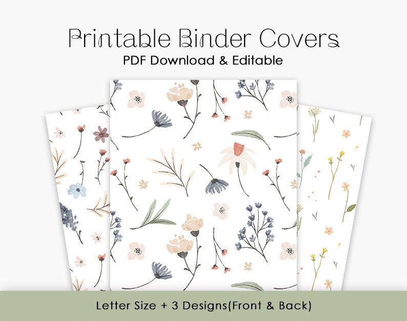 Printable Editable Floral Binder Cover Template - Etsy