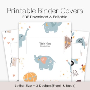 Cute Editable Printable Binder Covers - Etsy