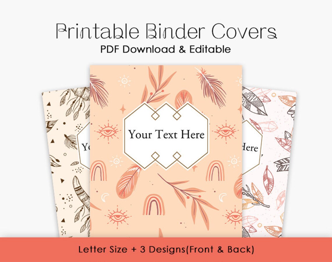 Binder Cover Printable and Spines in Boho Style - Etsy