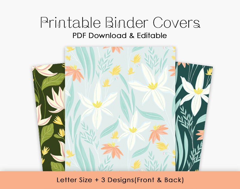 Printable Binder Covers | Floral Binder Covers - Etsy