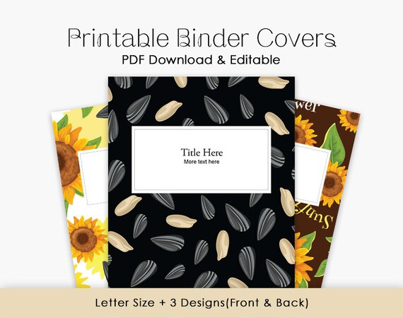 Sunflower Printable Binder Covers | Etsy