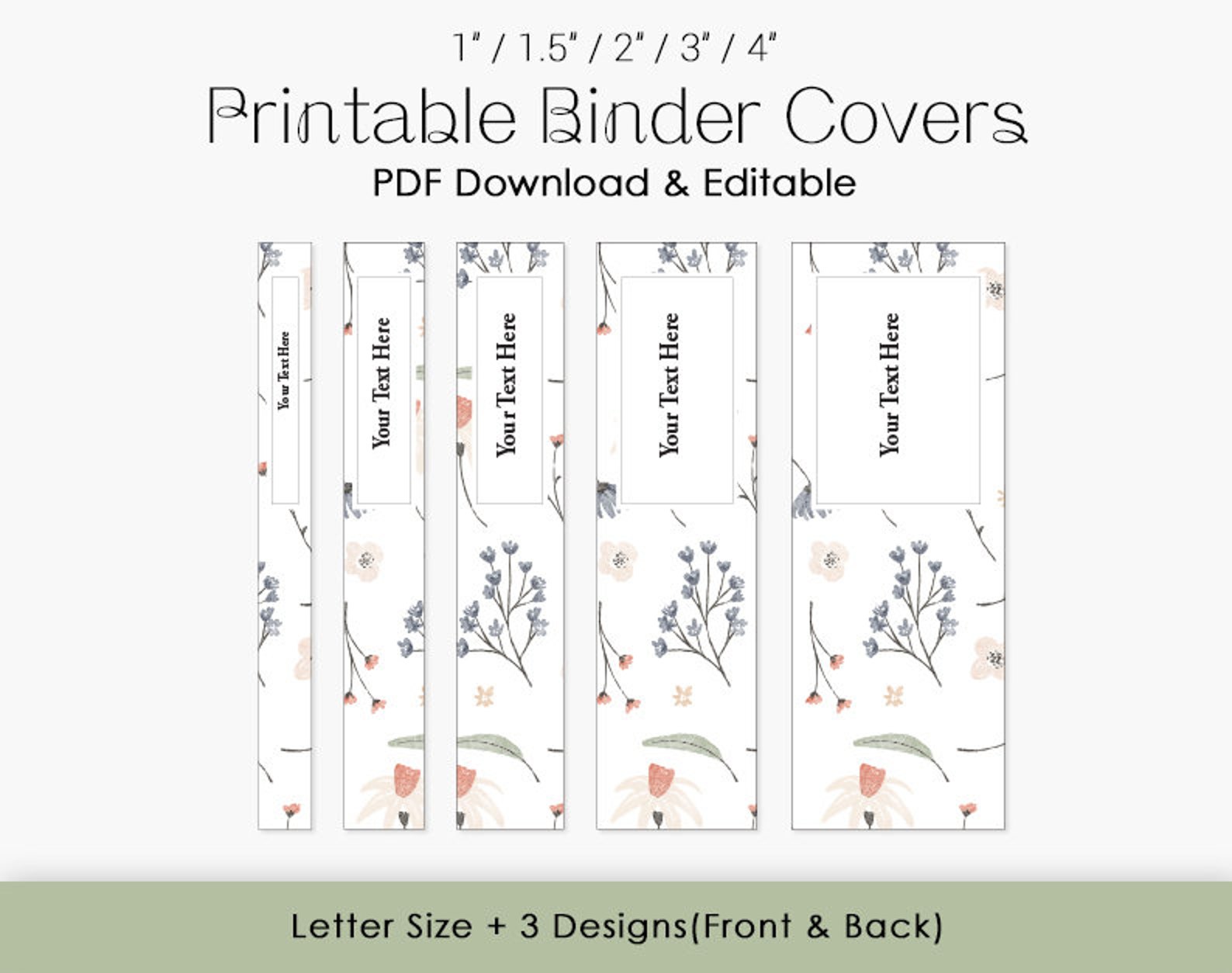 Printable Editable Floral Binder Cover Template - Etsy