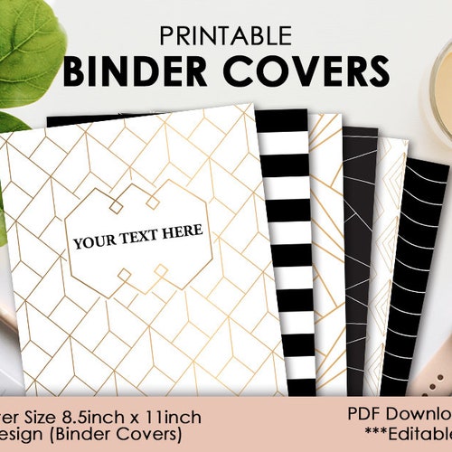 Black and White Sunflower Printable Binder Covers Editable - Etsy
