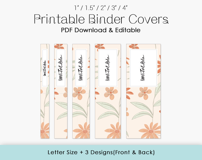 Floral Printable Binder Cover Template: Editable PDF (letter Size) - Etsy