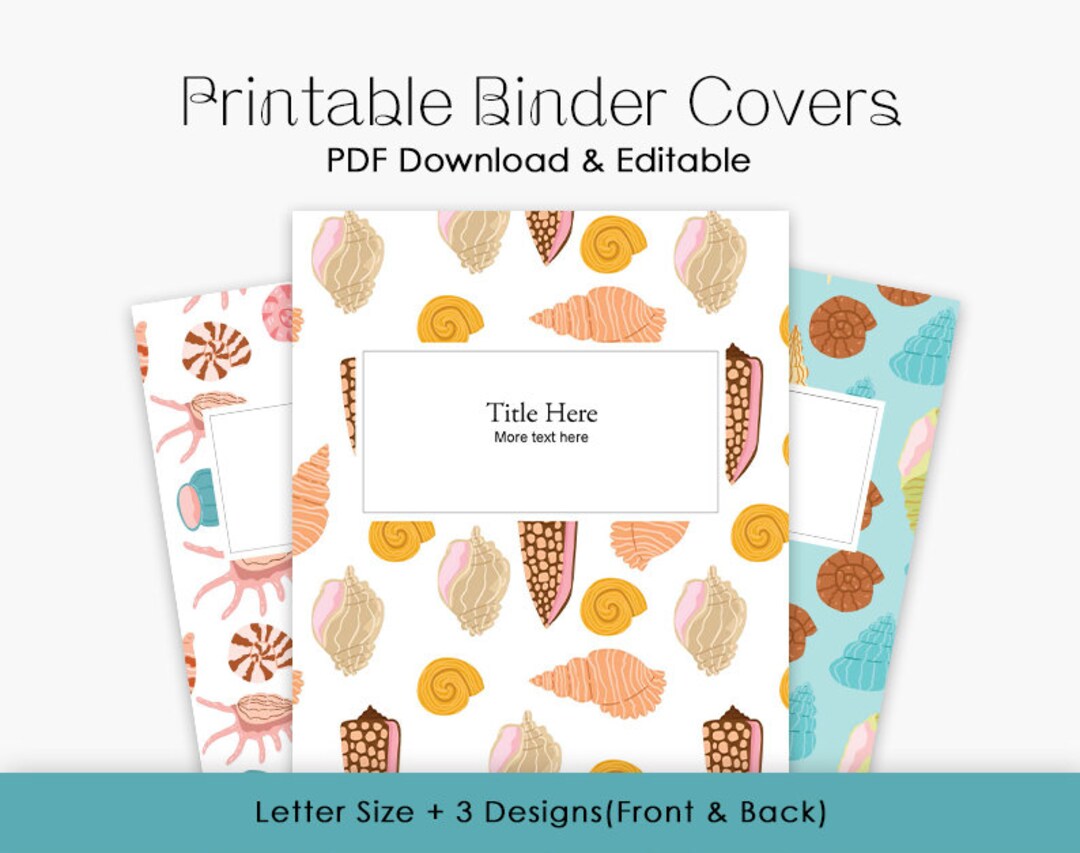 Seashell Printable Binder Covers - Etsy