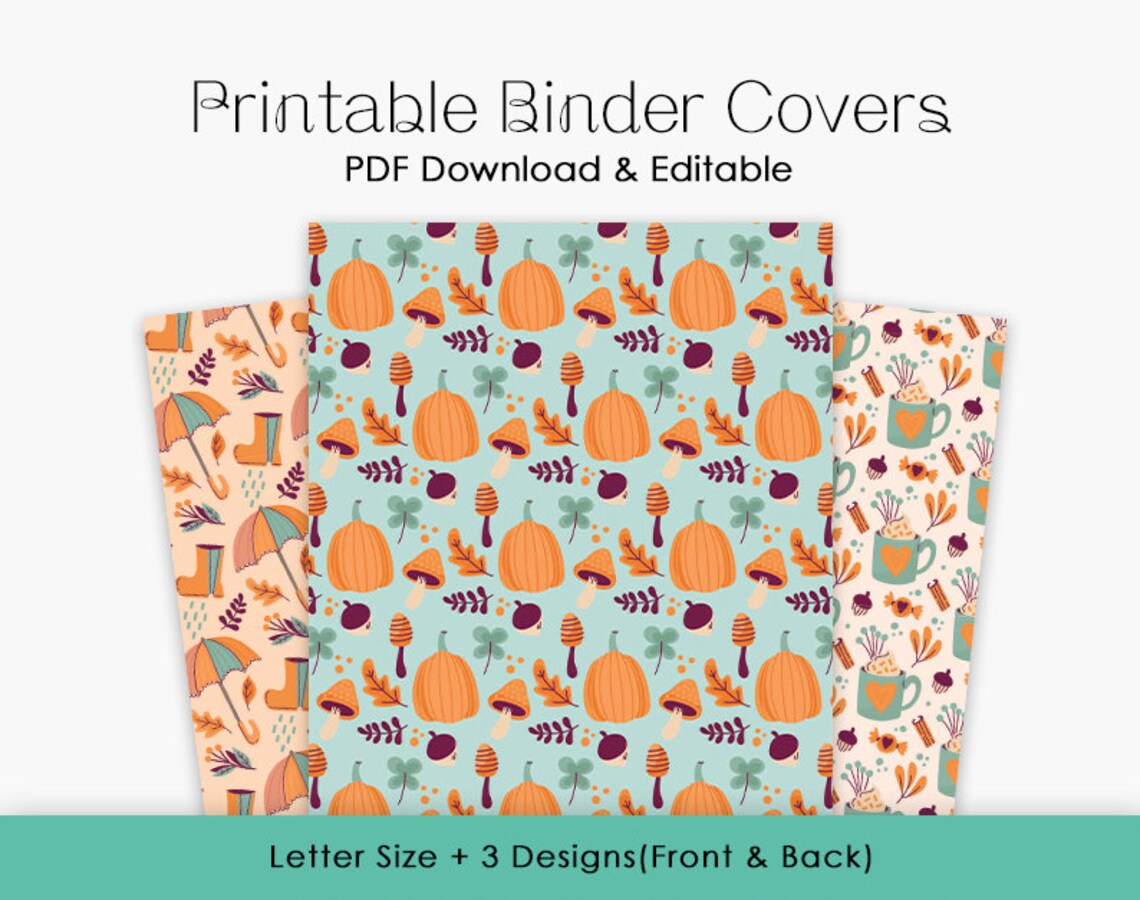 Cute Autumn Printable Binder Covers Mushroom Binder Covers - Etsy