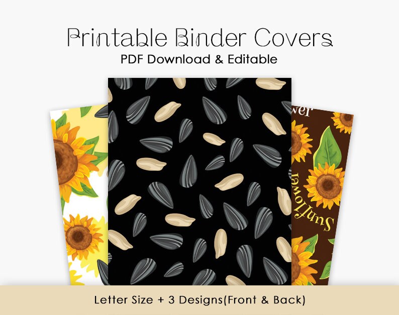 Sunflower Printable Binder Covers - Etsy