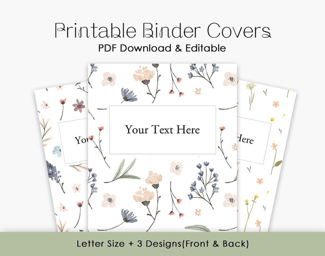 Printable Editable Floral Binder Cover Template - Etsy