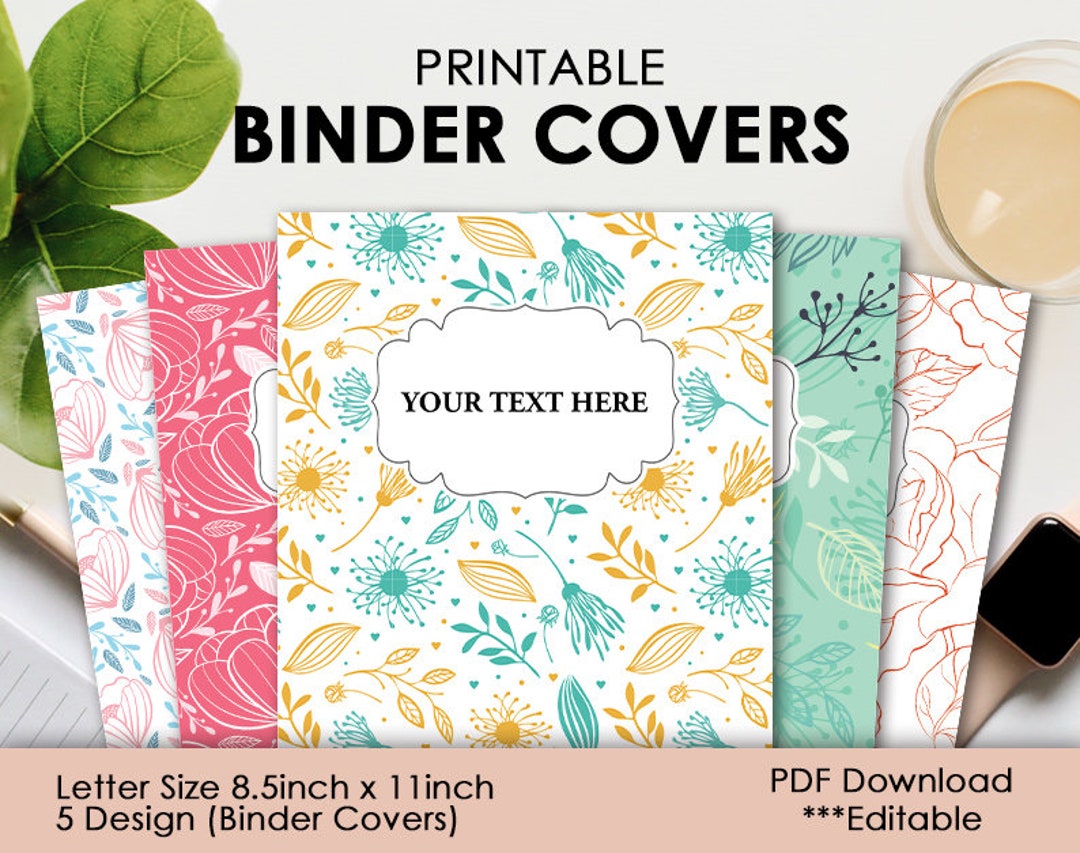 Binder Cover Templates | Set 5 of Binder Covers - Etsy