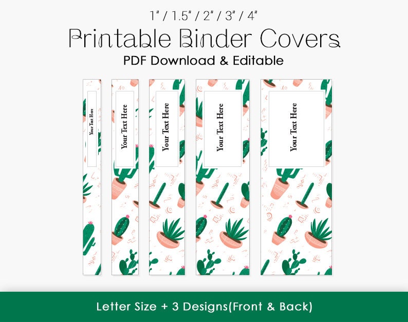 Cactus Printable Binder Covers - Etsy