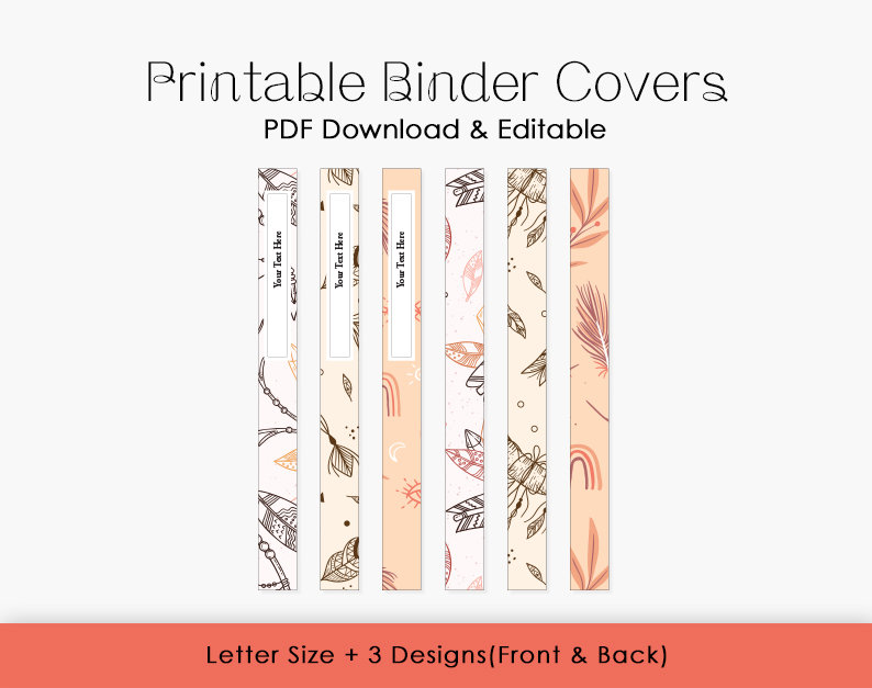 Binder Cover Printable and Spines in Boho Style - Etsy