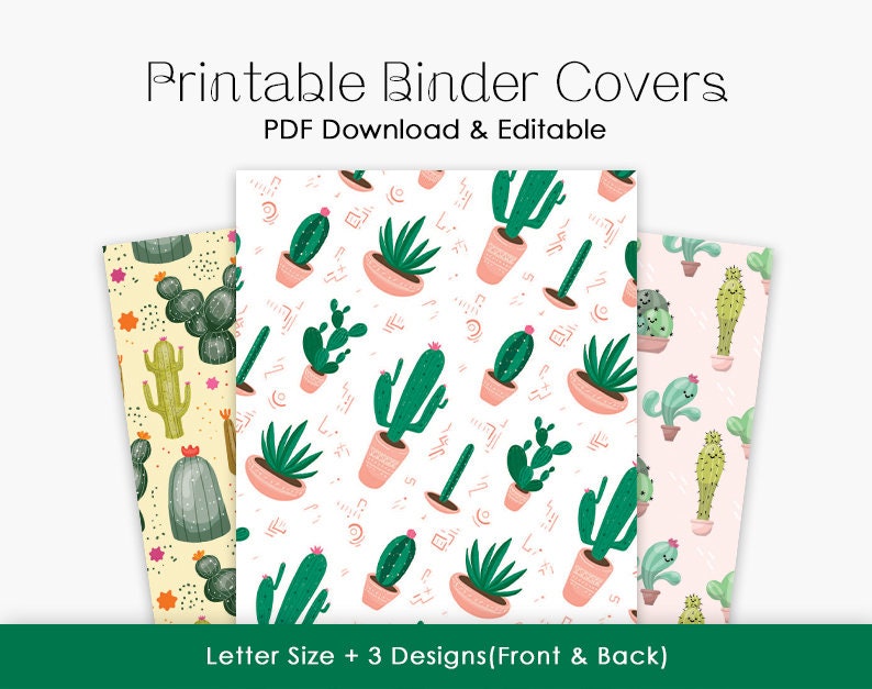 Cactus Printable Binder Covers - Etsy