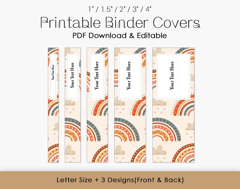 Boho Binder Cover Printable: Editable Template, Spines (digital ...