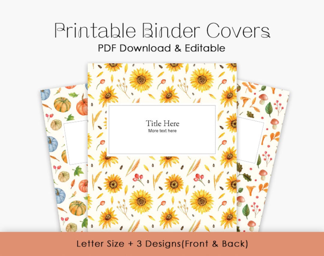 Sunflower Printable Binder Cover - Etsy