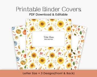 Printable Editable Floral Binder Cover Template | Etsy