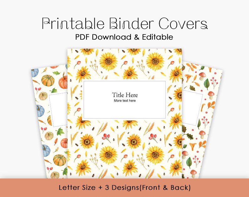 Sunflower Printable Binder Cover - Etsy