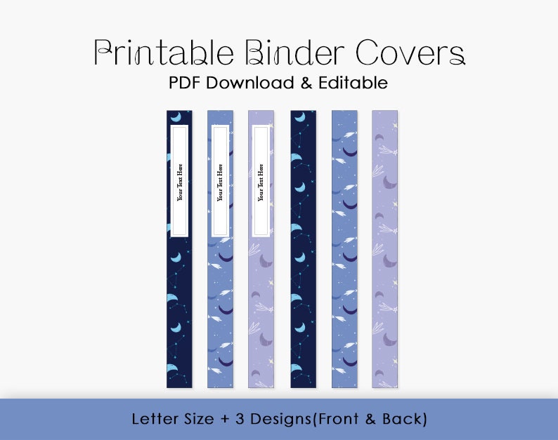 Printable Binder Cover Template Blue, Purple - Etsy