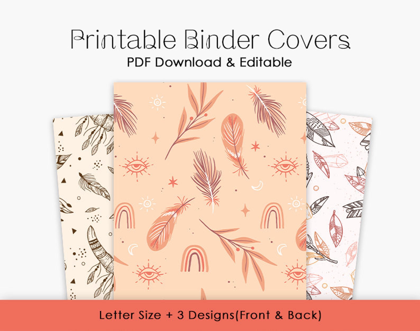 Binder Cover Printable and Spines in Boho Style - Etsy