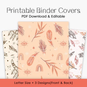 Binder Cover Printable and Spines in Boho Style - Etsy