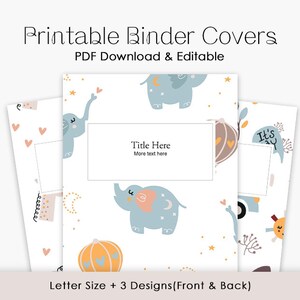 Cute Editable Printable Binder Covers - Etsy