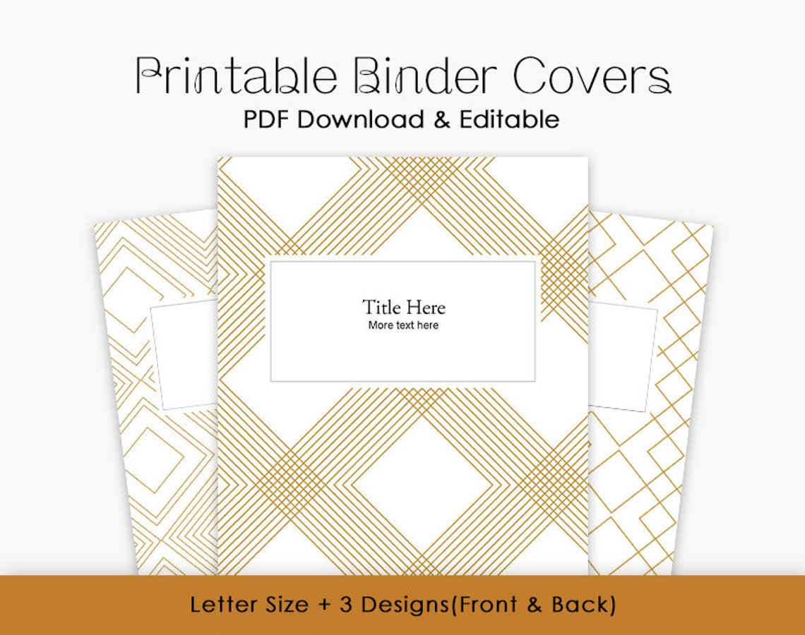 White and Gold Printable Binder Cover Template - Etsy Canada
