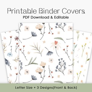 Printable Editable Floral Binder Cover Template - Etsy