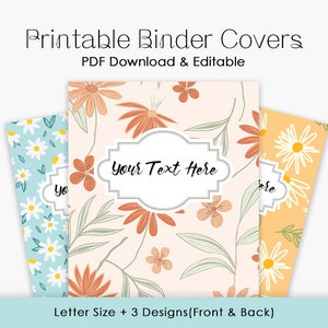 Floral Printable Binder Cover Template: Editable PDF (letter Size) - Etsy