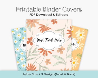 Printable Editable Floral Binder Cover Template | Etsy